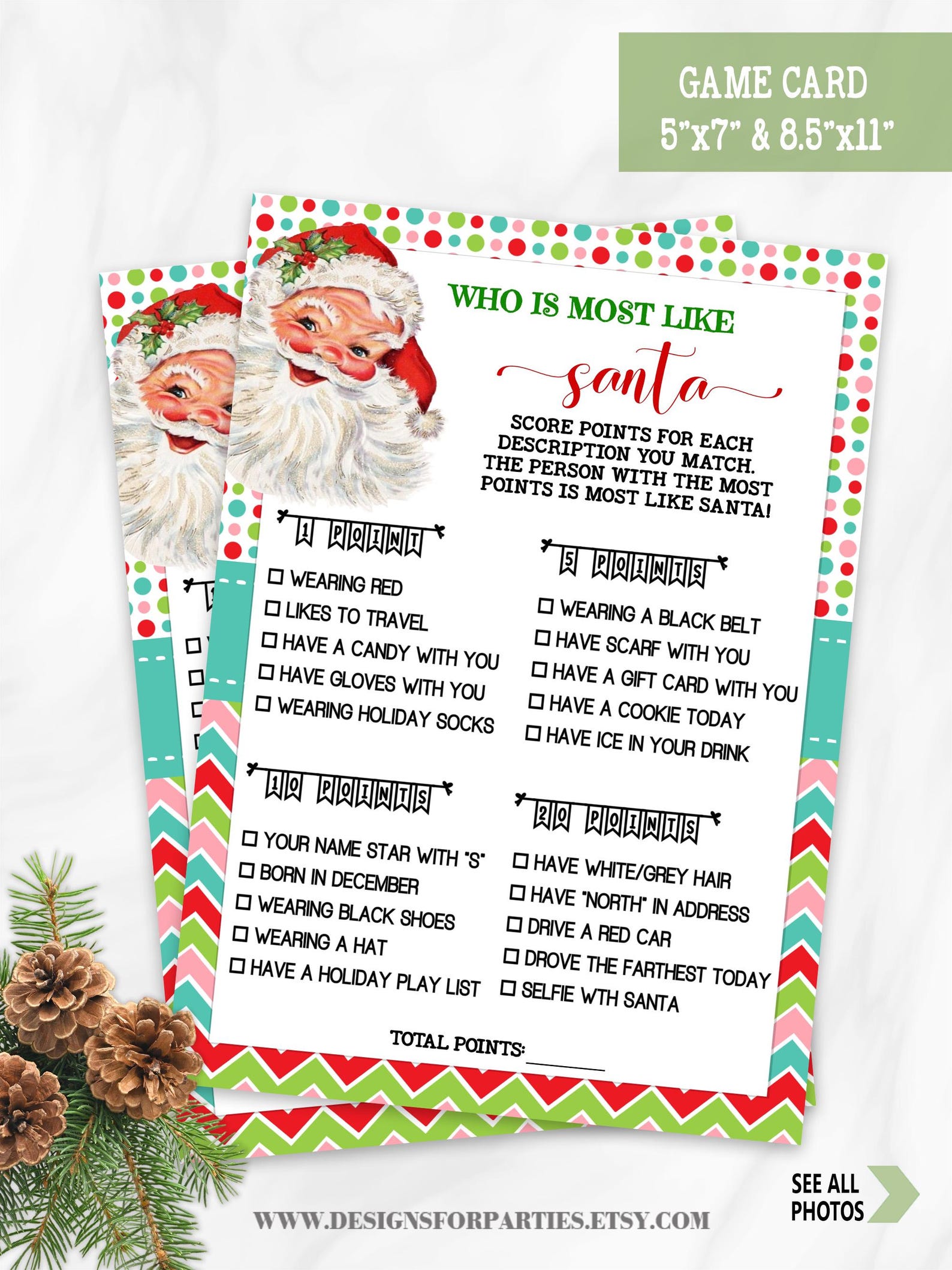 Christmas Who is Most Like Santa Game Who is Santa Xmas Family Holiday ...
