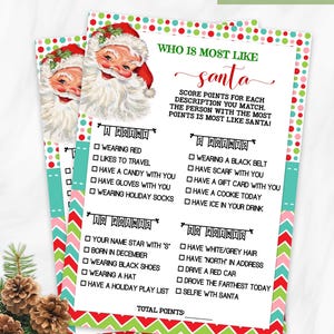 Christmas Who is Most Like Santa Game Who is Santa Xmas Family Holiday ...