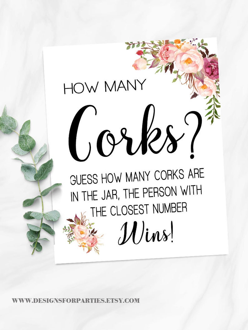 Guess How Many Corks Game Bridal Shower Couples Shower Pink - Etsy