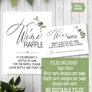 Wine Raffle Tickets & Sign Bridal Shower Stock the Bar Eucalyptus ...