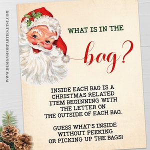 Christmas What is in the Bag Game Guess What is in the Bag Game Santa ...