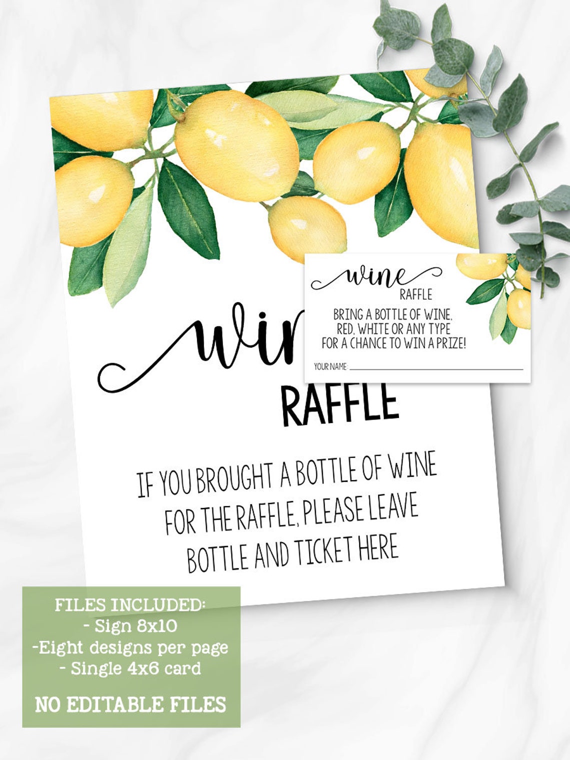 Wine Raffle Tickets & Sign Bridal Shower Stock the Bar Lemon - Etsy