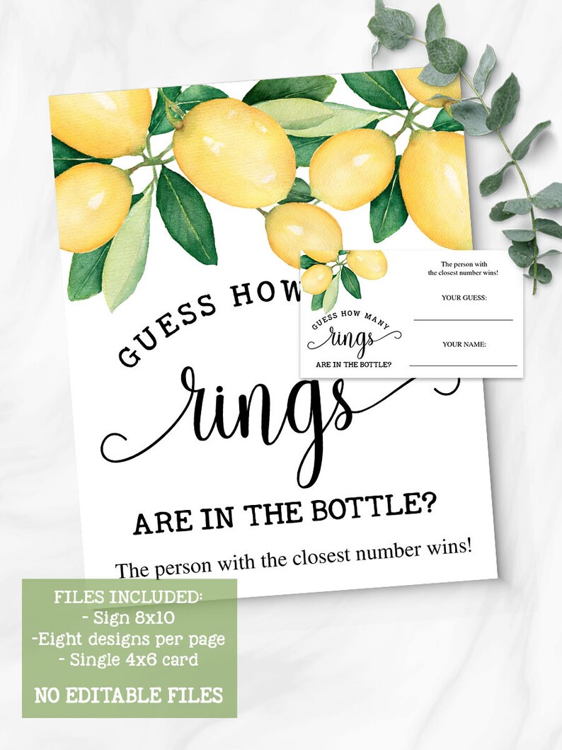 Guess How Many Rings Game Bridal Shower Guessing Game How Many | Etsy