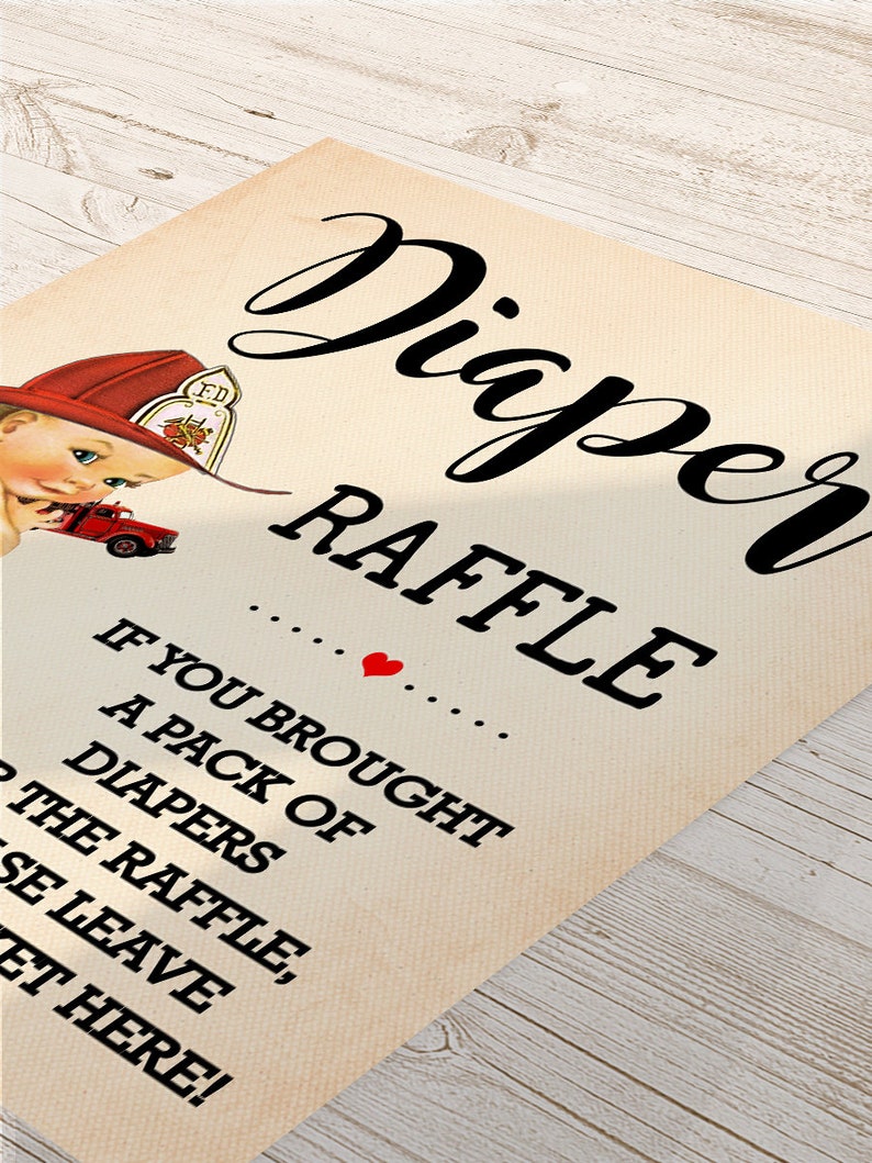 Fireman Diaper Raffle Tickets & Sign Baby Shower Firetruck - Etsy