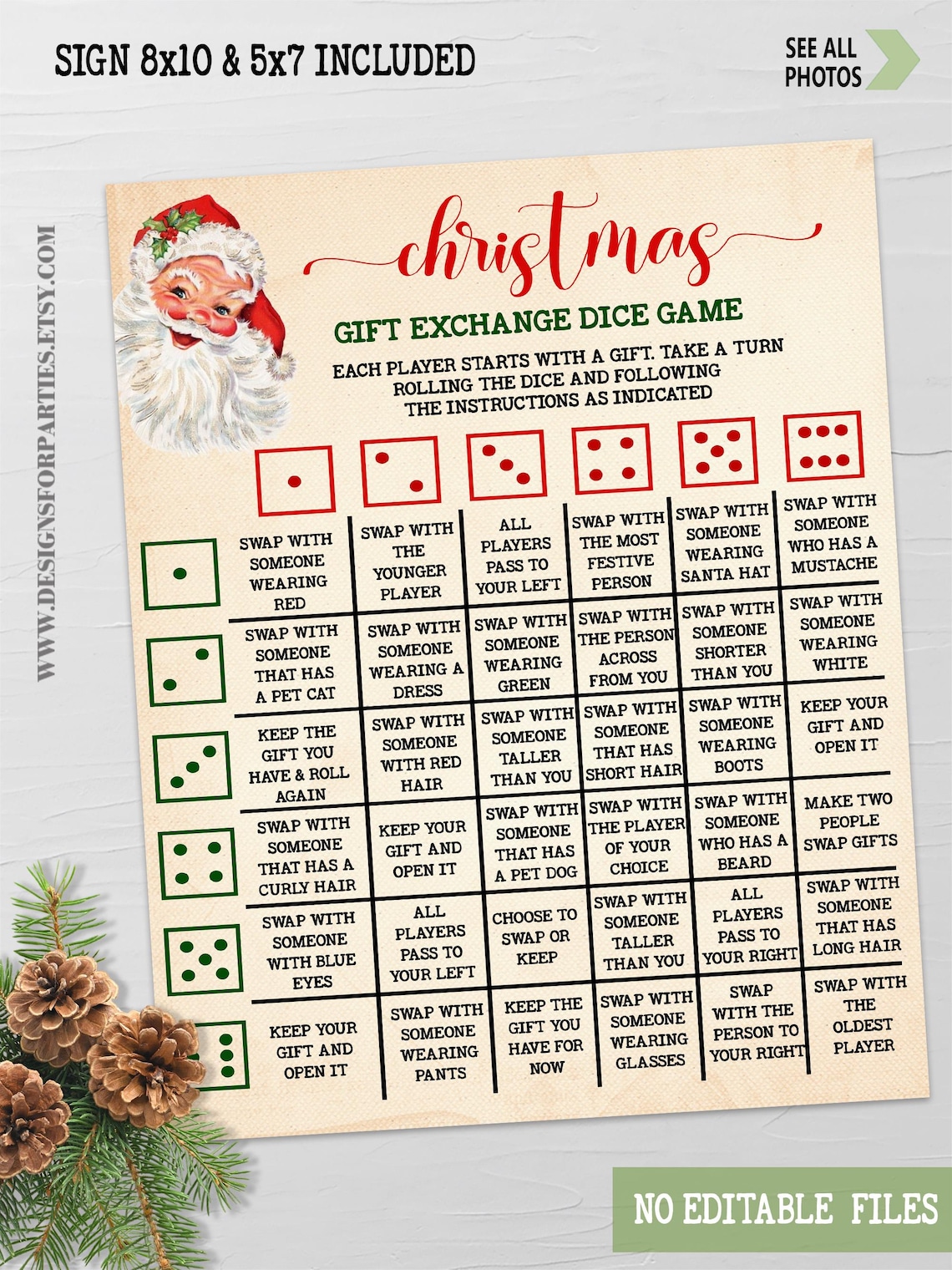 Christmas Roll the Dice Game, Gift Exchange Dice Game, Santa Family ...