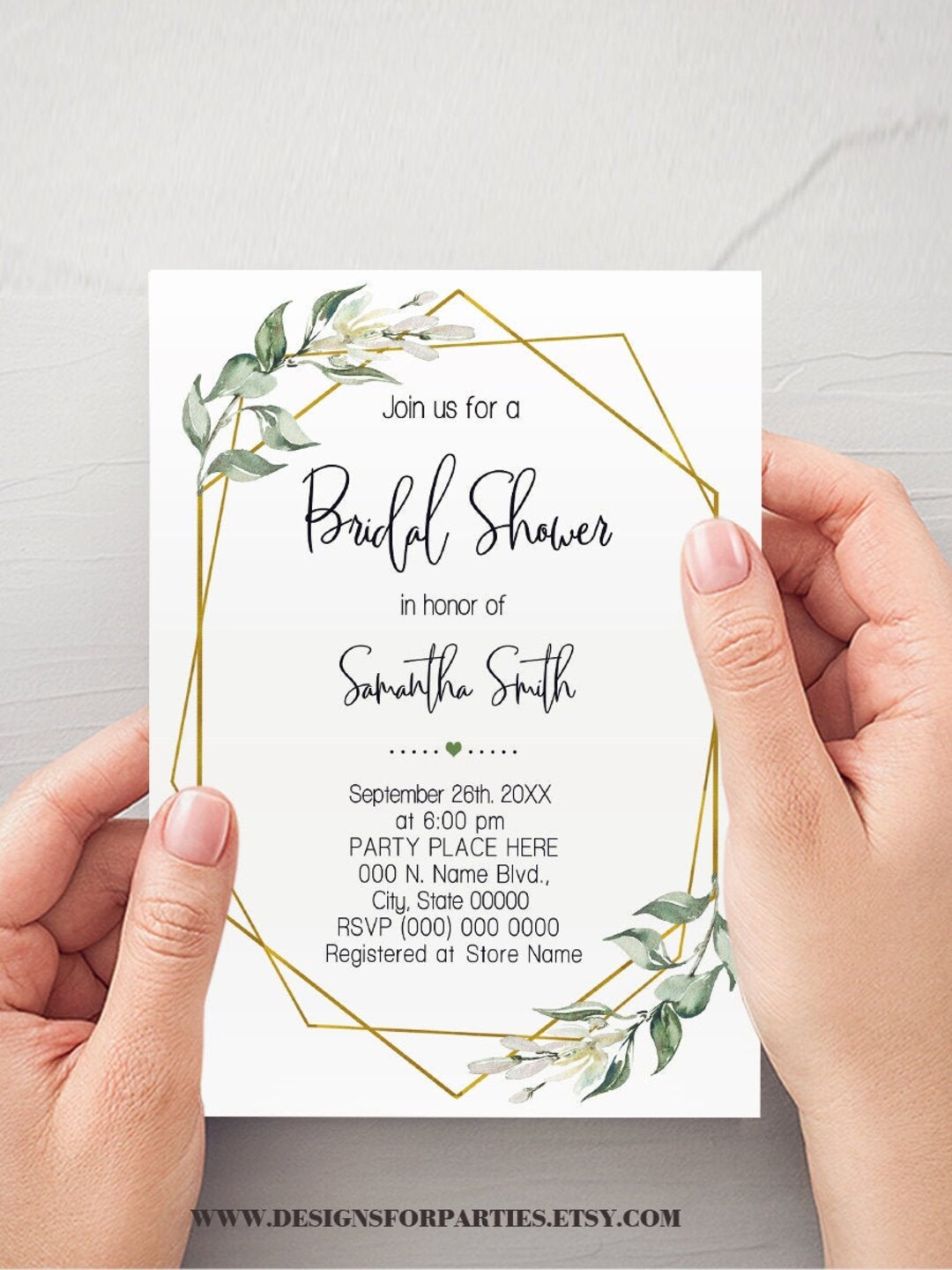 Greenery Gold Bridal Shower Invitation Eucalyptus Greenery Gold ...