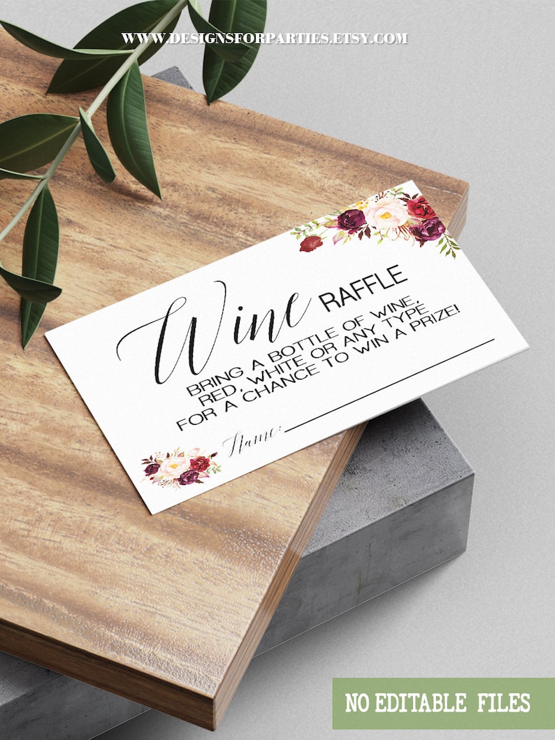 Wine Raffle Tickets & Sign Bridal Shower Stock the Bar Marsala | Etsy