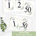 Eucalyptus Gold Table Numbers 1 to 50 Sign Wedding Reception Bridal ...