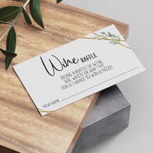 Wine Raffle Tickets and Sign Bridal Shower Stock the Bar Greenery ...
