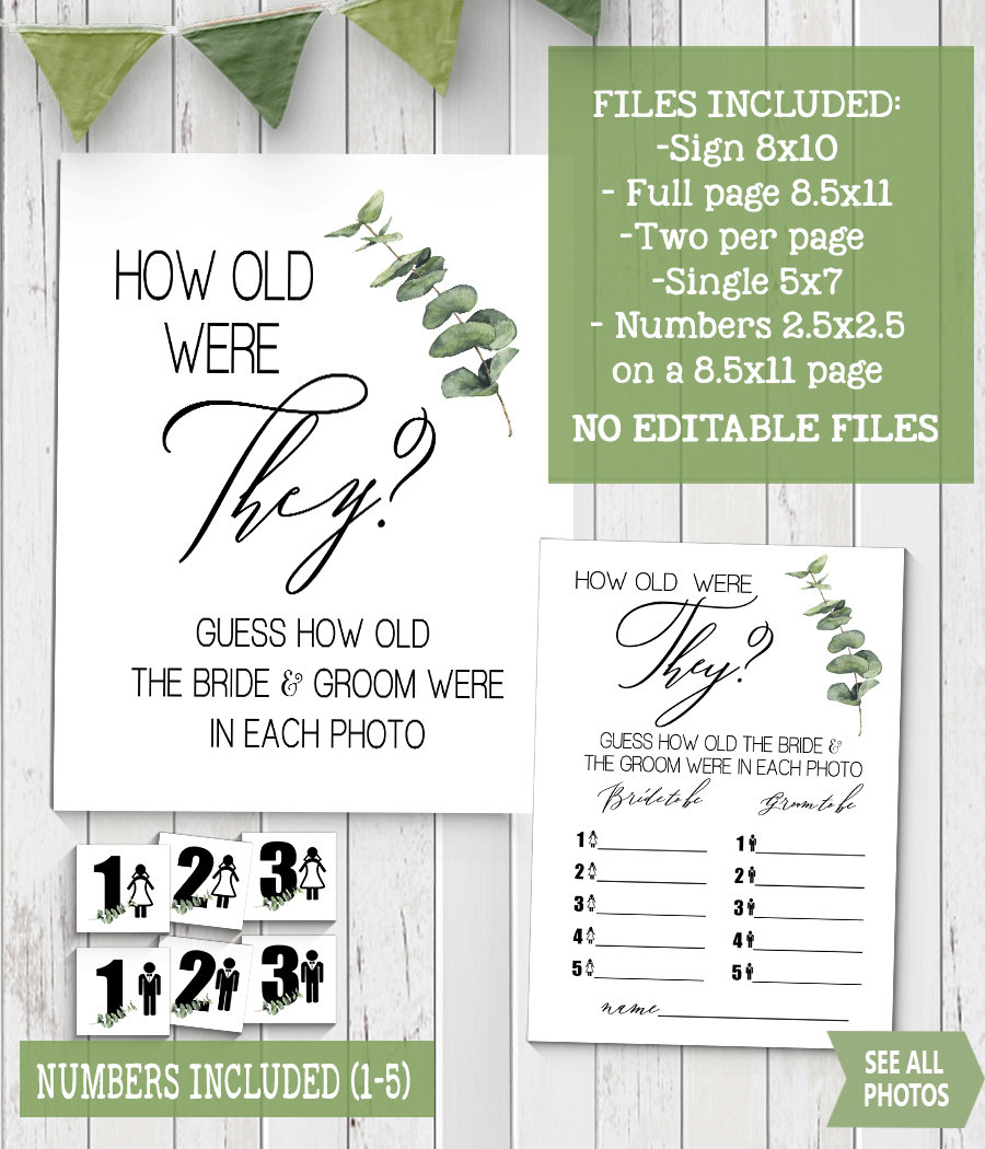 How old were They game guess their age bridal shower activity | Etsy