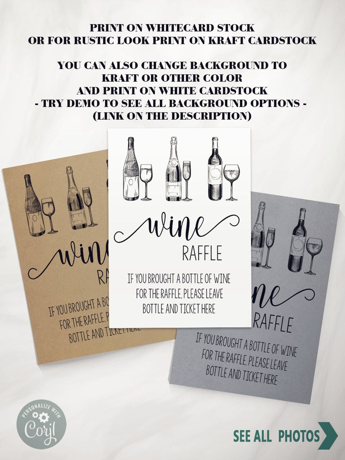 Wine Raffle Tickets and Sign Bridal Shower Stock the Bar - Etsy