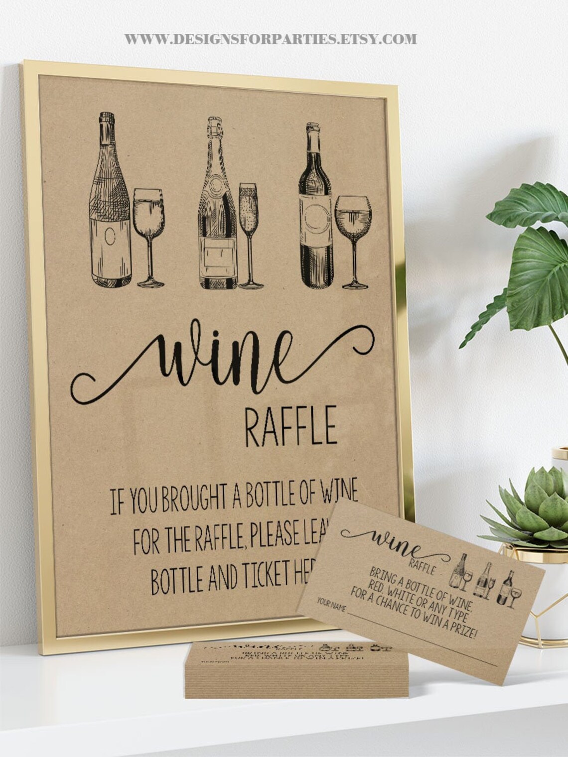 Wine Raffle Tickets and Sign Bridal Shower Stock the Bar | Etsy