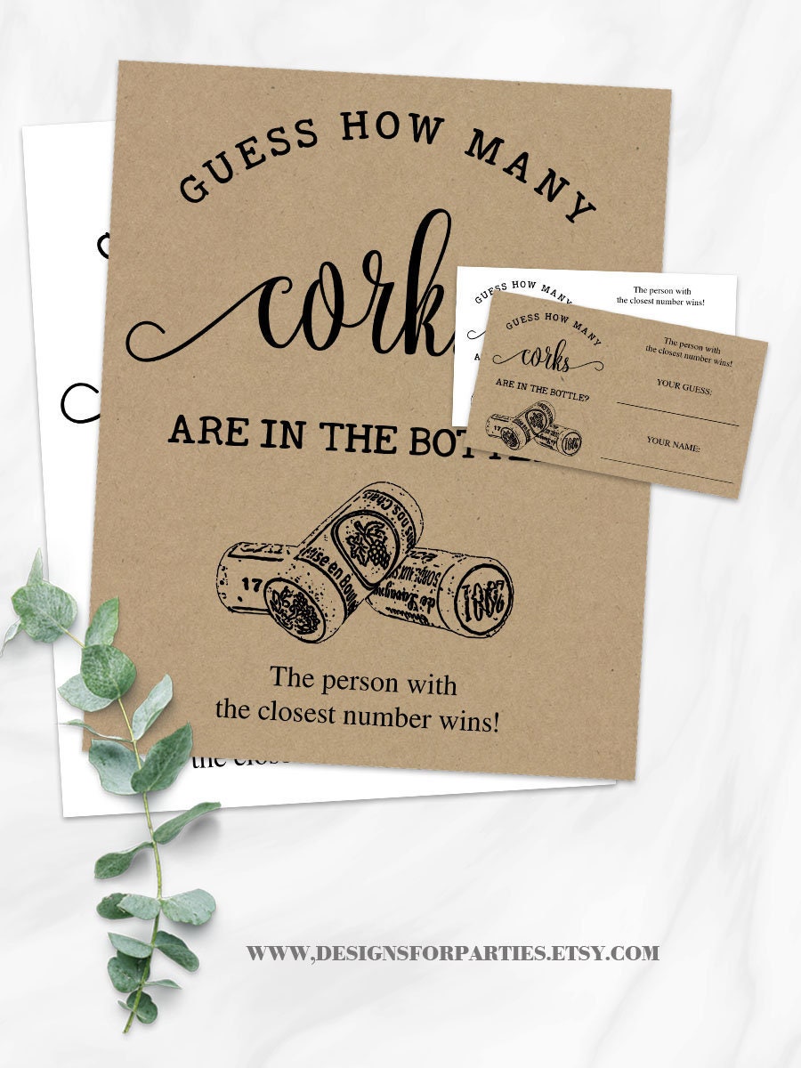 Guess How Many Corks Game Bridal Shower Editable Game Couples - Etsy