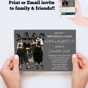 Witches Girls Night Out Halloween Bash Invitation Wicked Spooky Adults ...