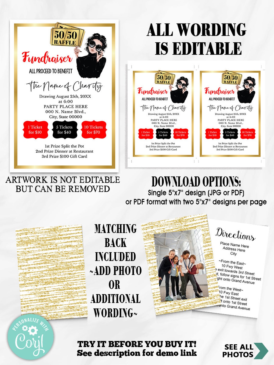 Fundraiser Charity Event, 50 50 Raffle, Split the Pot Raffle, School ...