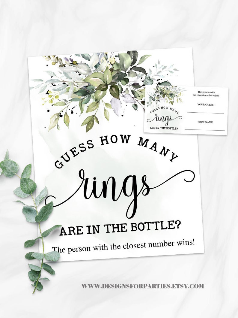 Guess How Many Rings Game Bridal Shower Editable Guessing Game - Etsy