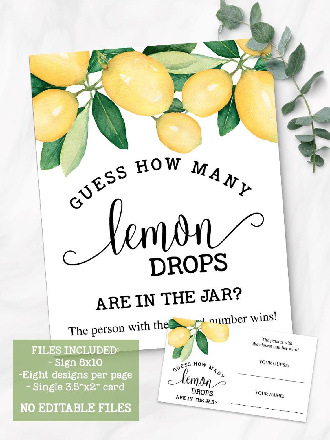 Citrus Lemons Bridal Shower Game: How Many Lemon Drops (ready to Print ...