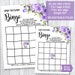Baby Shower Bingo Purple Floral Bingo Baby Shower Game Purple - Etsy