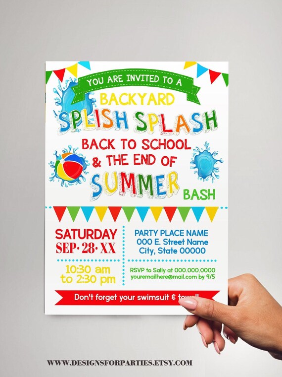 Splish Splash Back to School & End of Summer Bash Invitation | Etsy