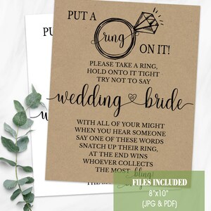 Put a Ring on It Bridal Shower Game Don't Say Bride Game Country Chic ...