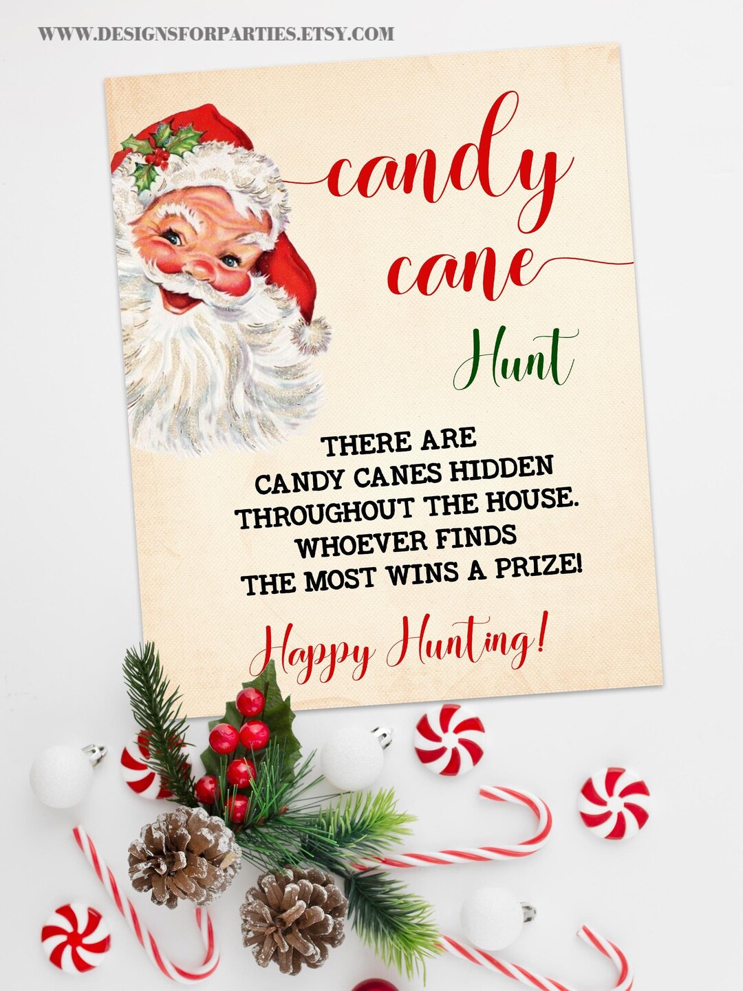 Christmas Candy Cane Hunt Game Santa Family Holiday Office Xmas Find ...