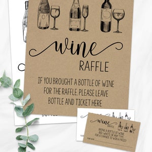 Wine Raffle Tickets and Sign Bridal Shower Stock the Bar Rustic Country ...