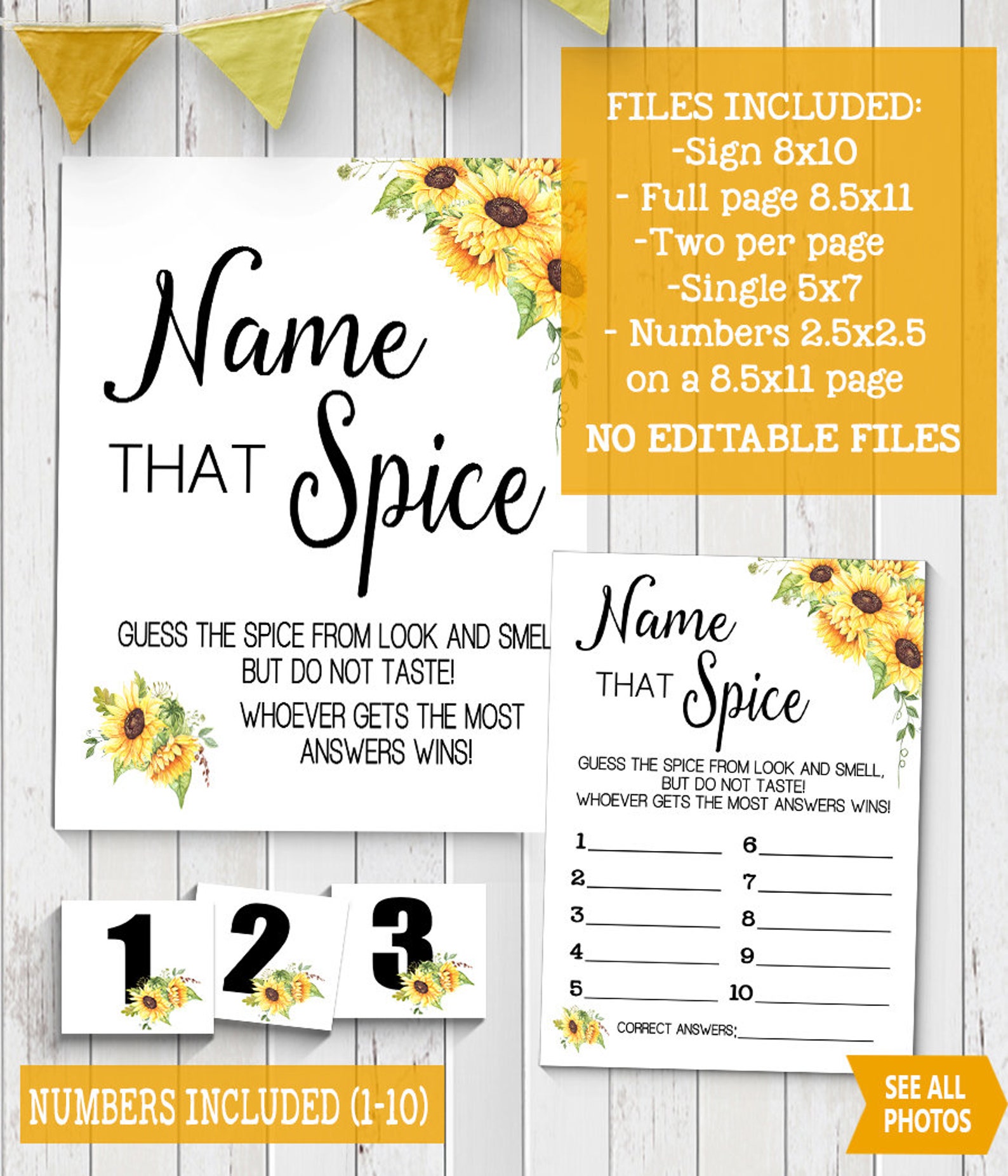 Guess the Spice Game Bridal Shower Activity Name the Spice - Etsy