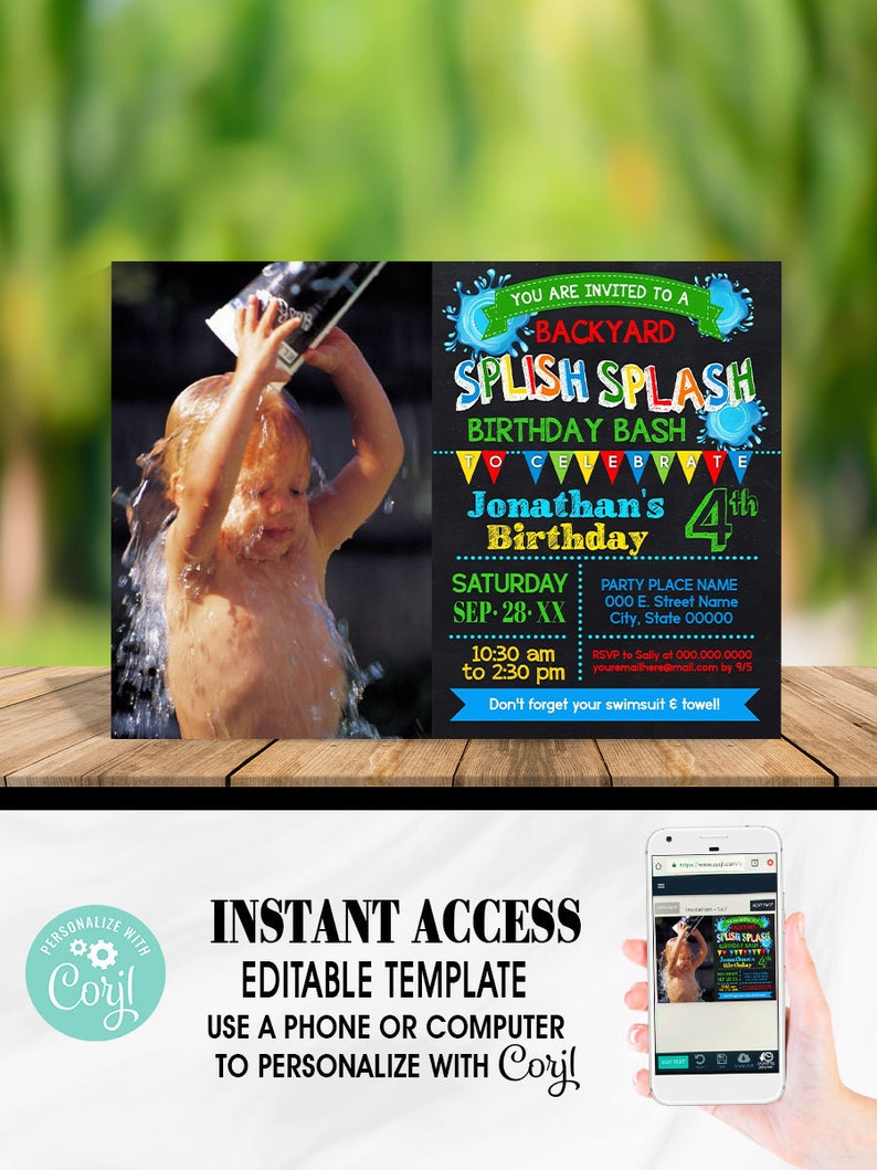 Splish Splash Summer Backyard Water Bash Invitation Primary | Etsy
