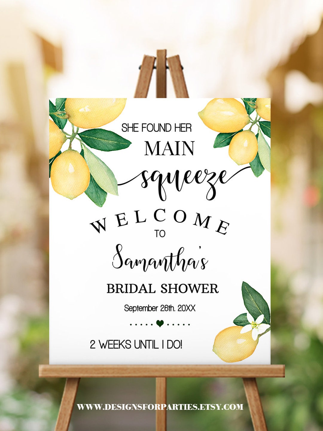 Lemons Found Her Main Squeeze Bridal Shower Welcome Sign (edit With ...