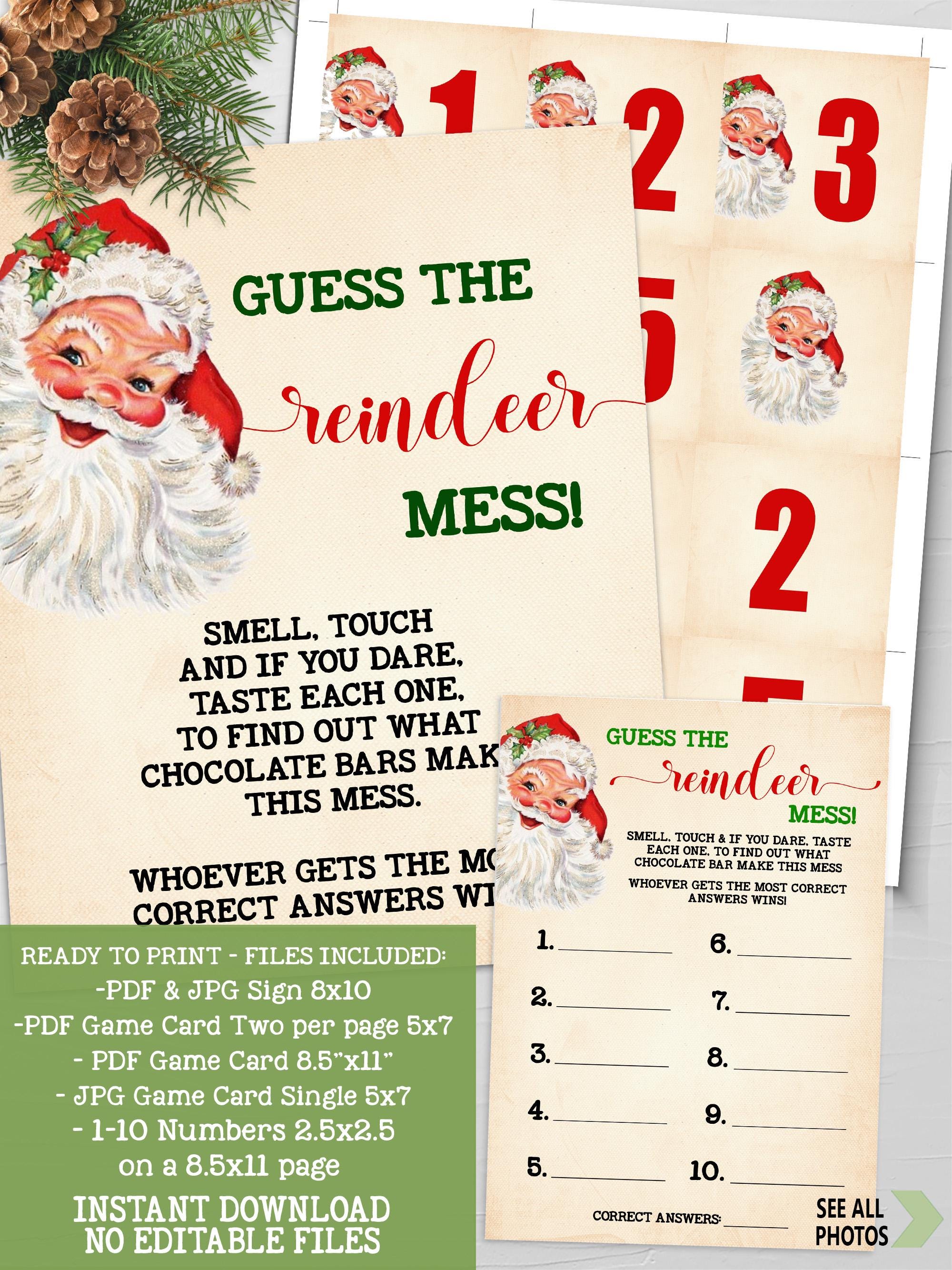 Christmas Guess the Reindeer Mess Game What is That Chocolate Game ...
