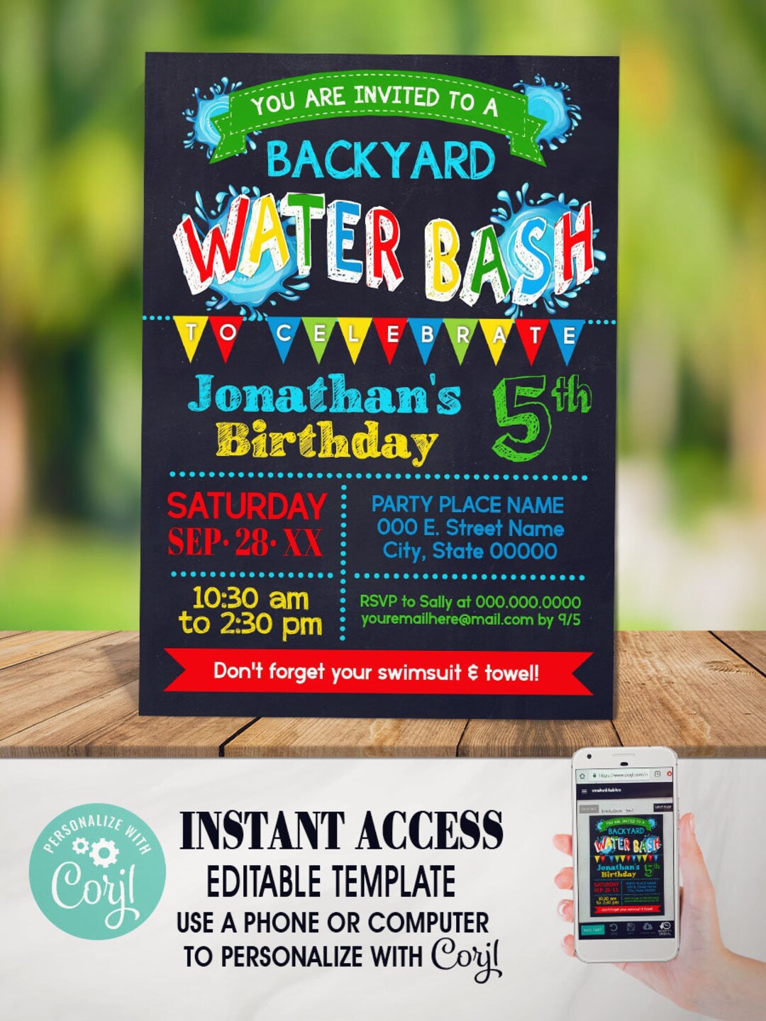 Invitación de cumpleaños de Backyard Water Bash verano water bash niños ...