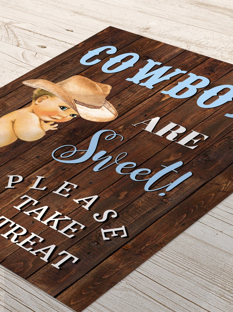 Cowboys Are Sweet Please Take a Treat Sign Baby Shower Favor - Etsy