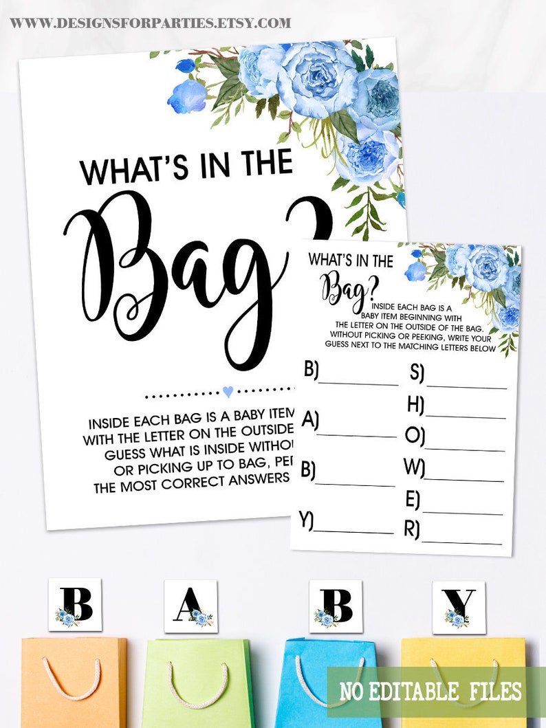 Blue Flowers What is in the Bag Game Guess Whats in the Bag | Etsy