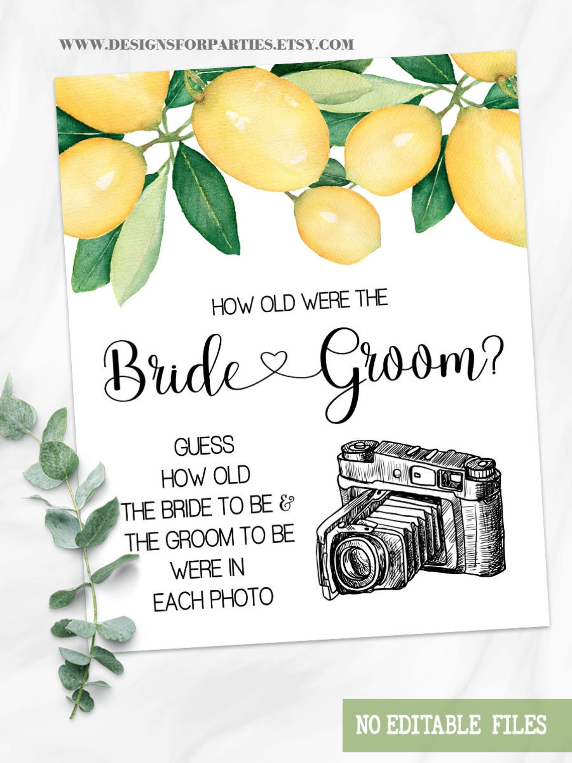 How Old Were the Bride & Groom Game Guess Their Age Bridal | Etsy