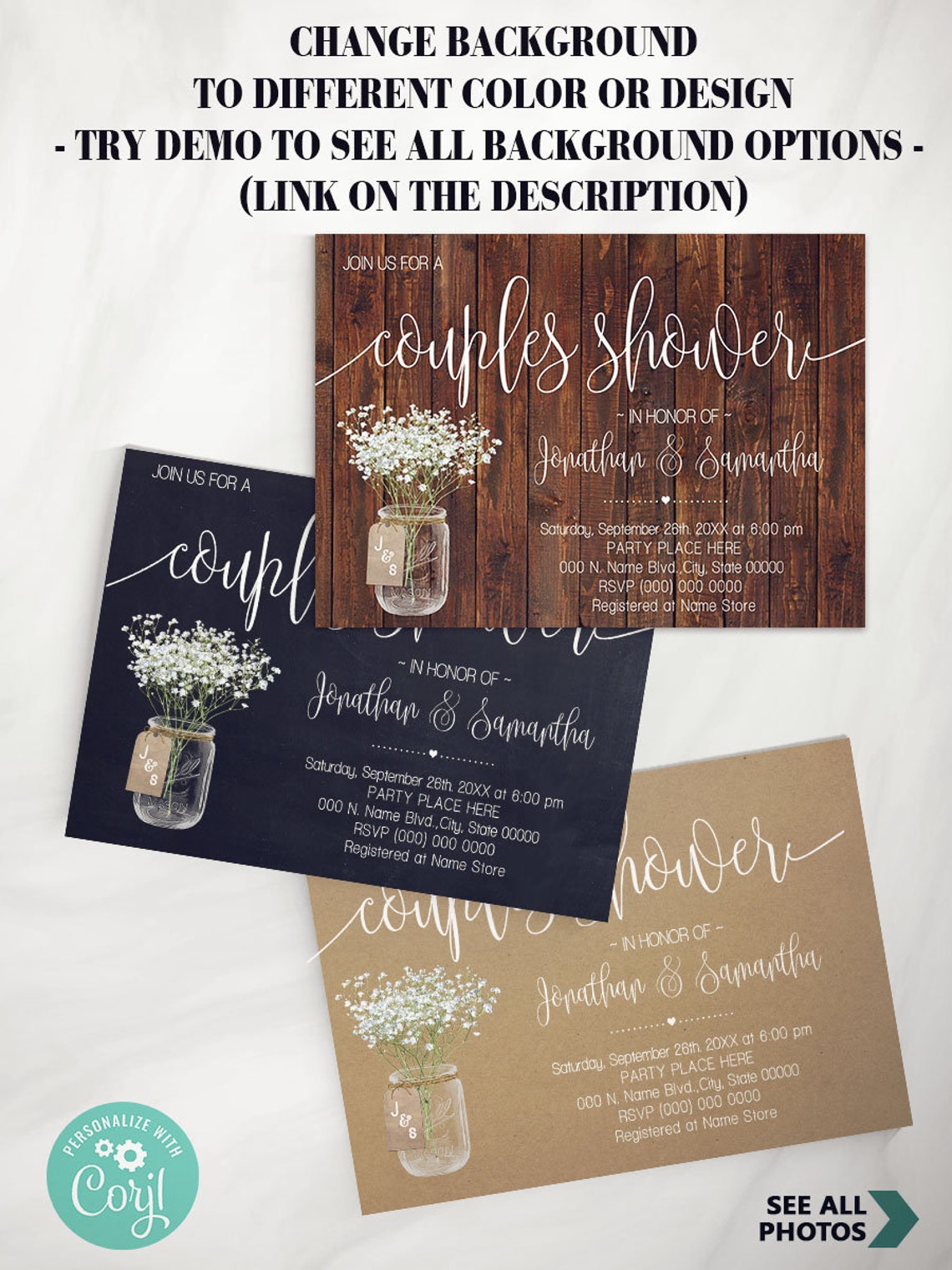 Rustic Couples Shower Invitation Country Western Chic Bridal - Etsy