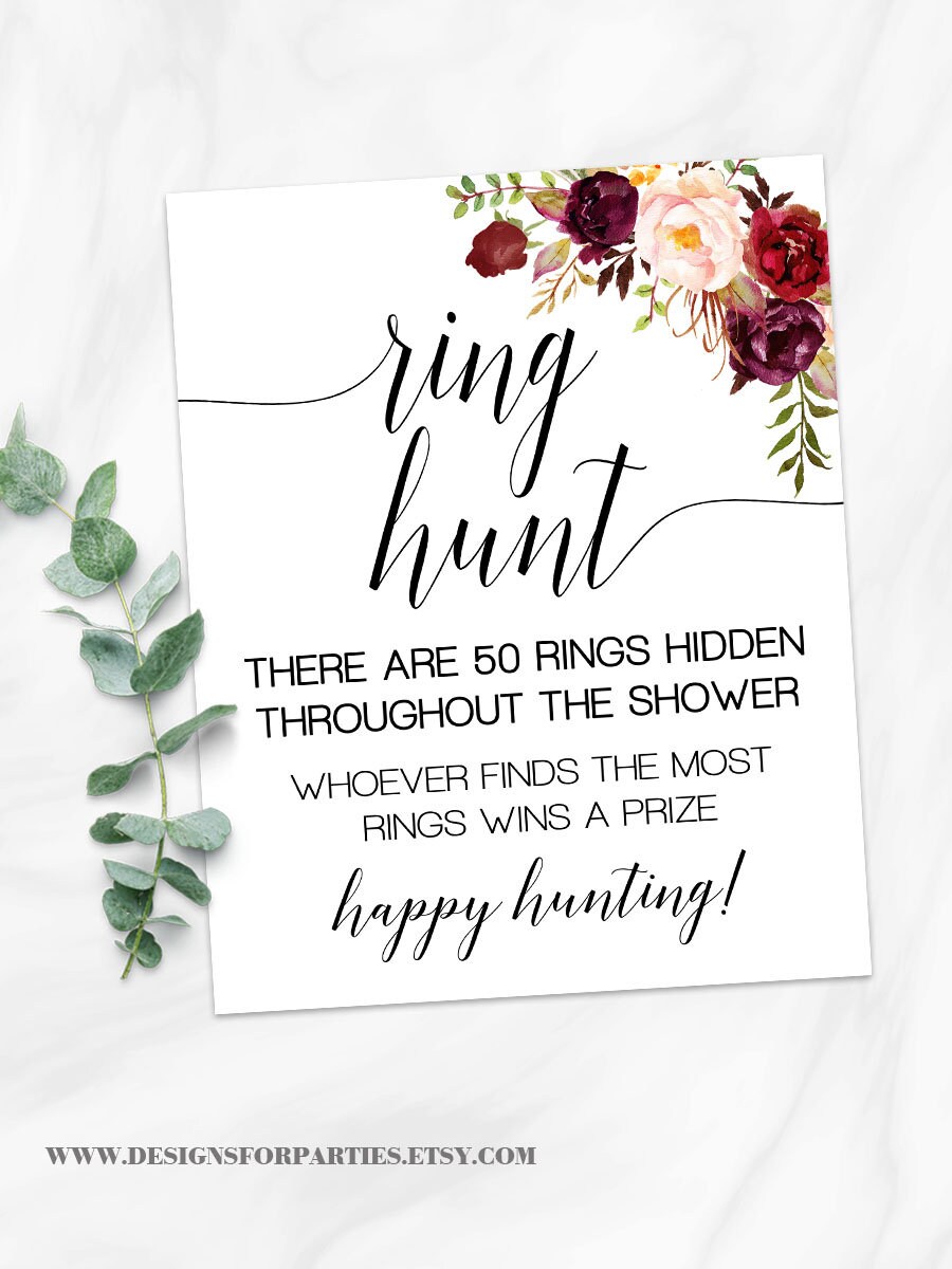 Ring hunt bridal shower game find the rings marsala boho chic | Etsy