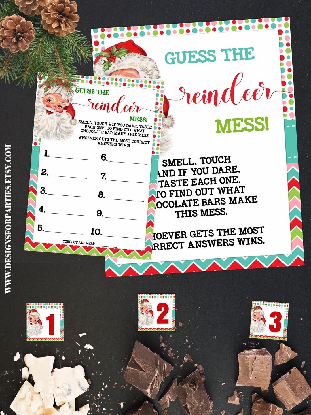 Christmas Guess the Reindeer Mess Game What is That Chocolate Game ...
