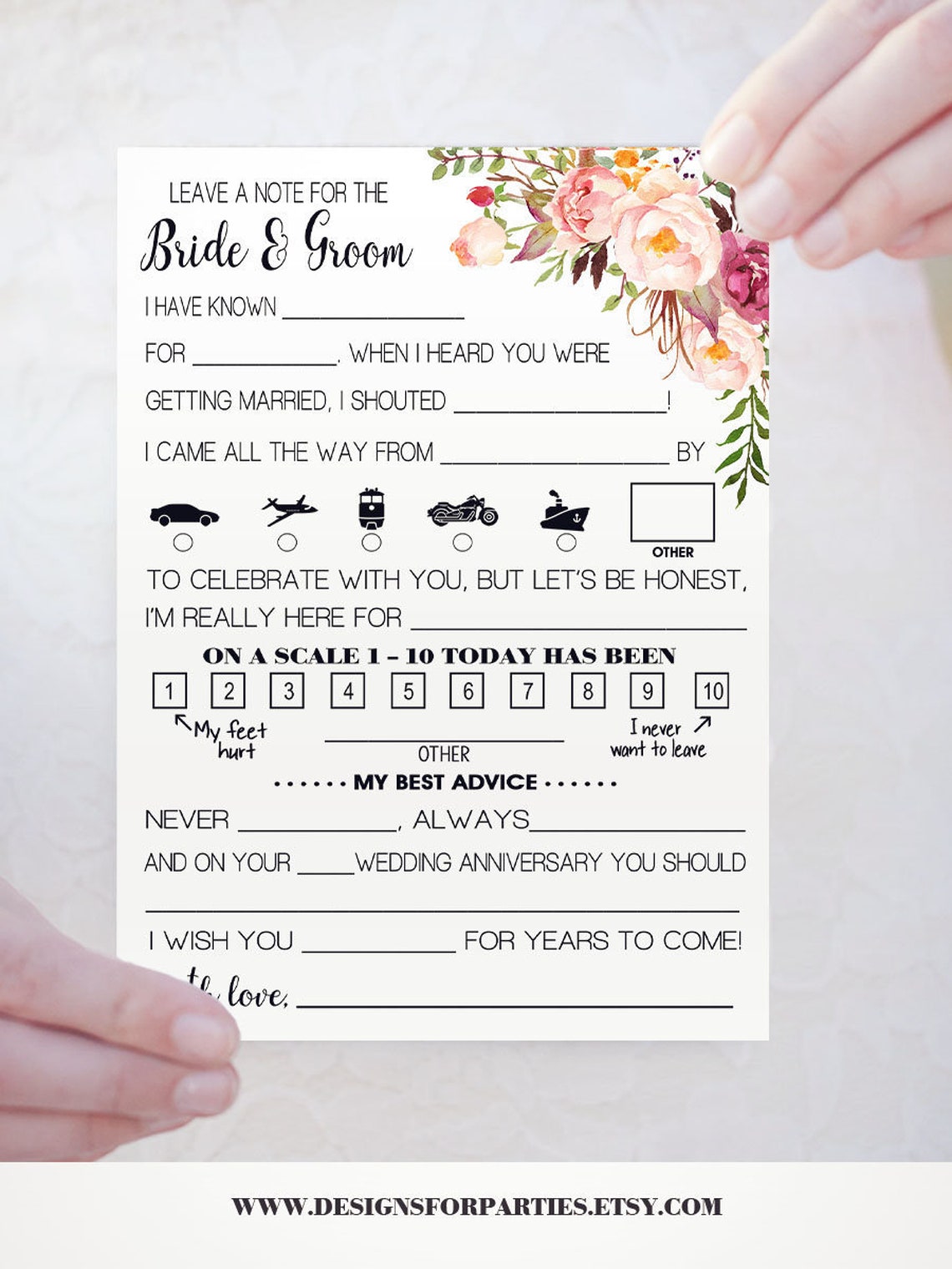 Leave a Note to Bride & Groom game wedding reception activity | Etsy