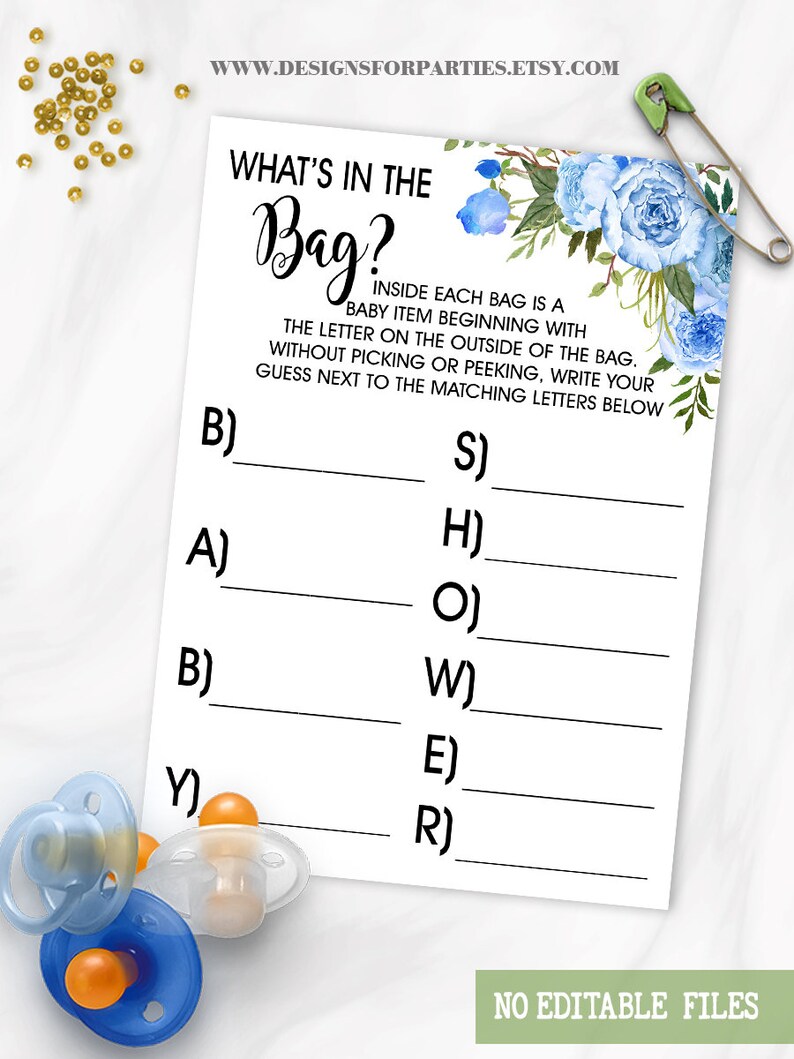 Blue Flowers What is in the Bag Game Guess Whats in the Bag | Etsy