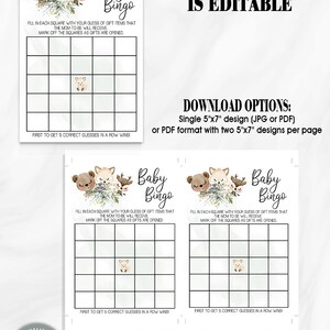 Forest Animals Baby Shower Bingo, Bingo Baby Shower Editable Game ...