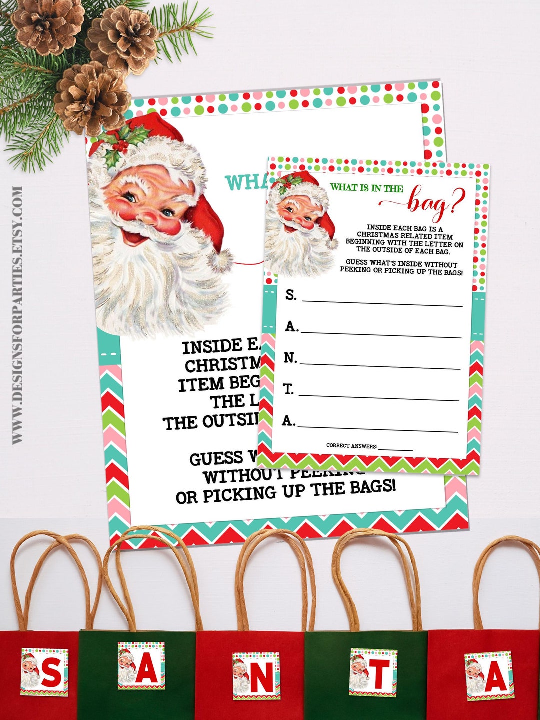 Christmas What is in the Bag Game Guess What is in the Bag Game Santa ...