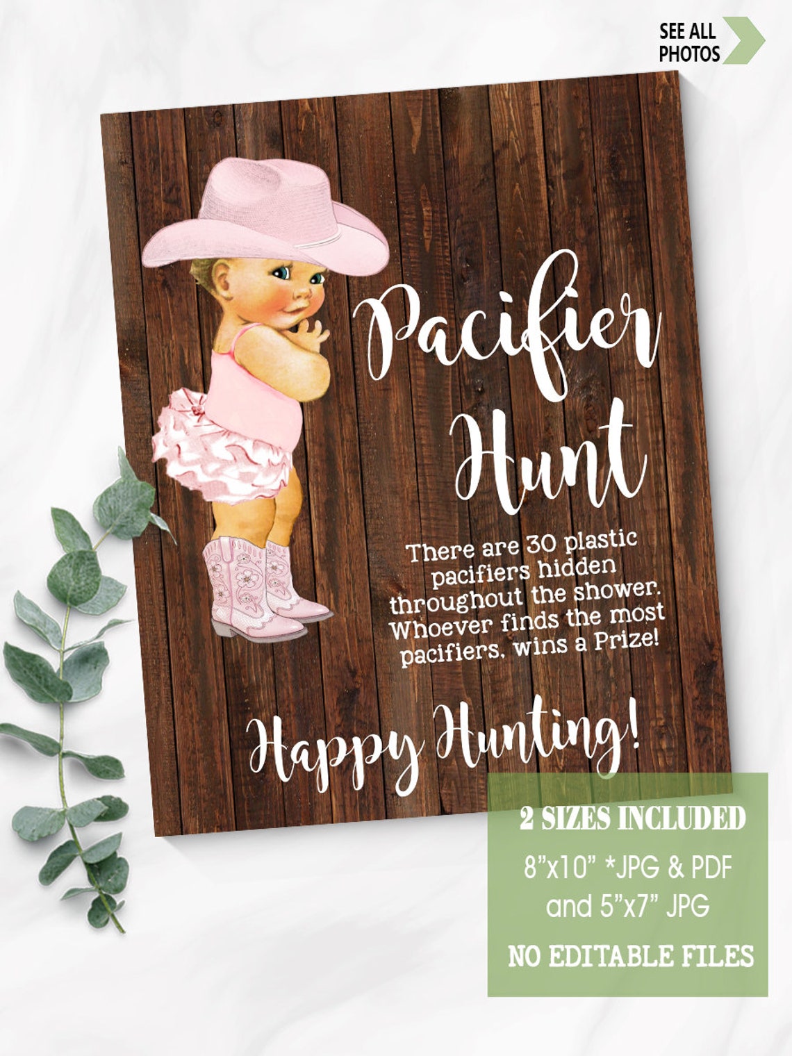 Cowgirl Pacifier Hunt Baby Shower Game Find the Pacifiers - Etsy