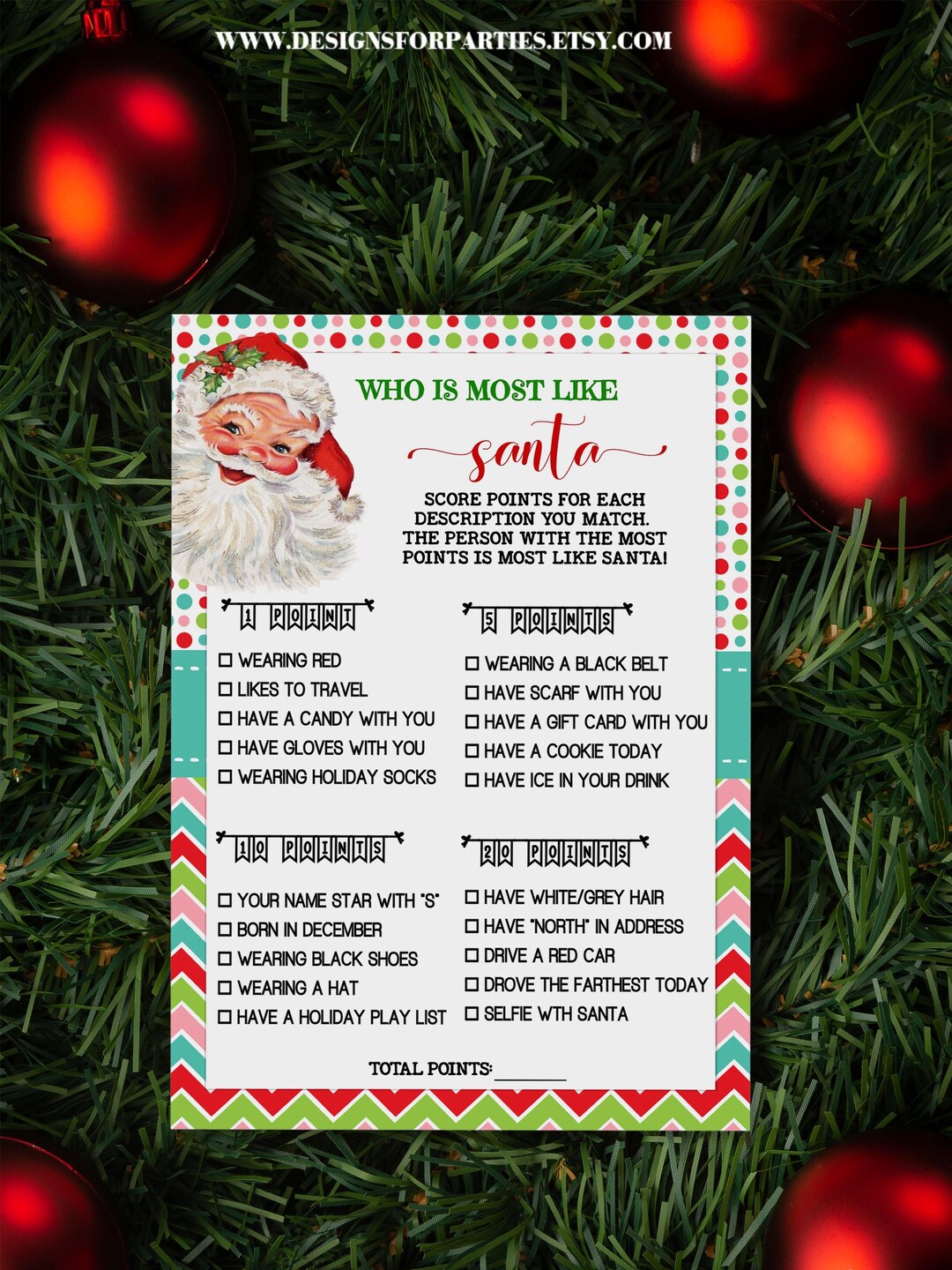 Christmas Who is Most Like Santa Game Who is Santa Xmas Family Holiday ...