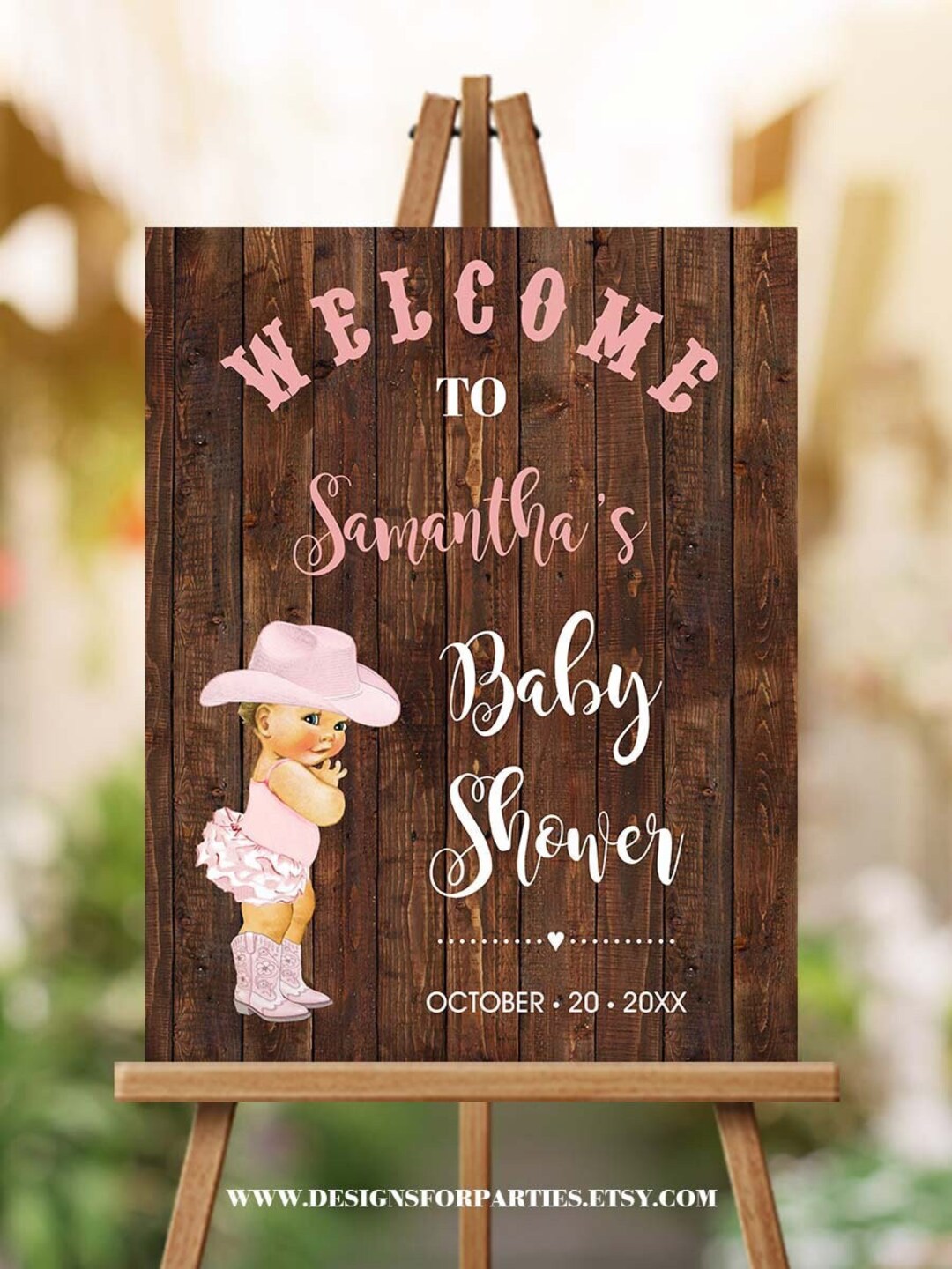 Pink Western Rustic Cowgirl Baby Shower Welcome Sign (edit With Corjl ...