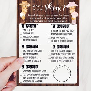 Twins Cowboy & Cowgirl What is on Your Phone Baby Shower Game Western ...