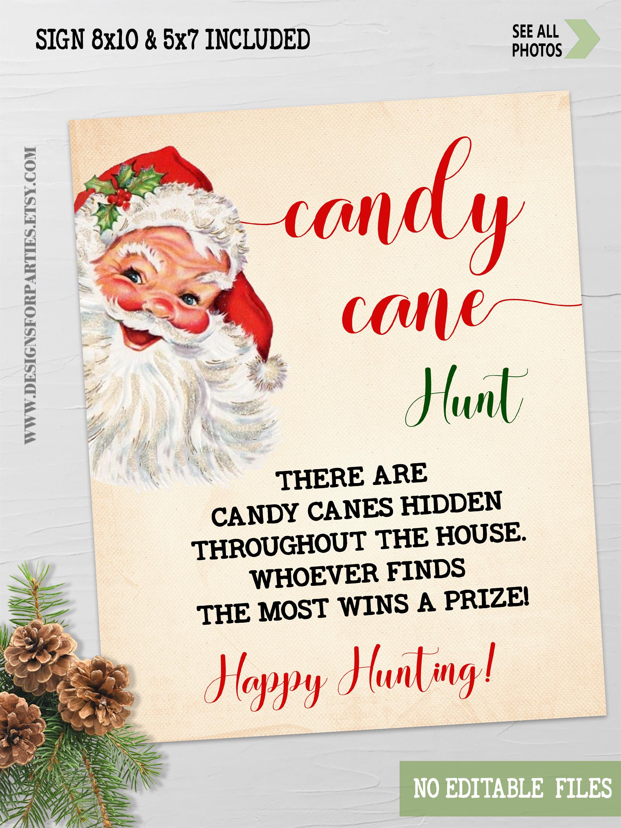 Christmas Candy Cane Hunt Game Santa Family Holiday Office Xmas Find ...