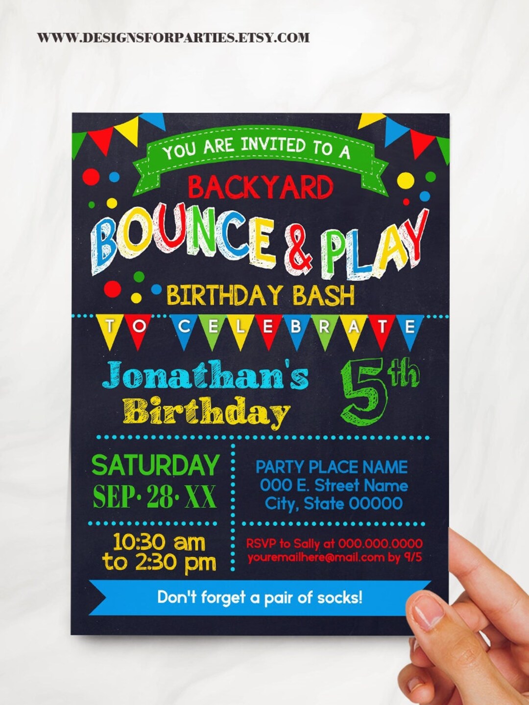 Bounce & Play Backyard Birthday Bash Invitation House Bounce Jump ...