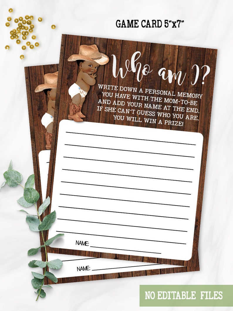 Cowboy Who Am I Baby Shower Game Guess Who I Am Activity - Etsy
