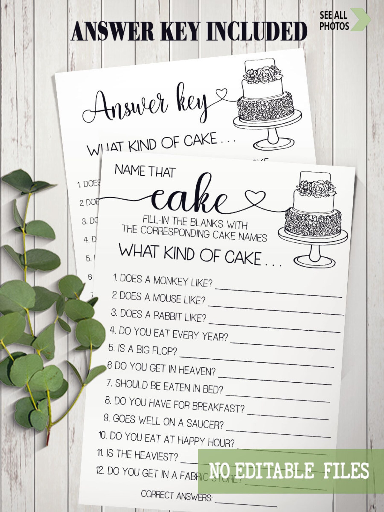 Name That Cake Game Bridal Shower Activity Game Guess Cake - Etsy