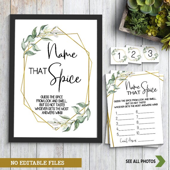 Guess the Spice Game Bridal Shower Activity Name the Spice | Etsy